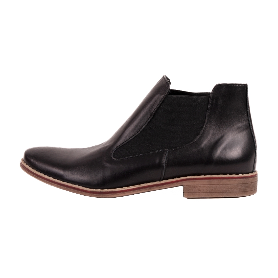 Modello Columbo - Black Slip-On Ankle Chelsea Boots - Cowhide Smooth ...